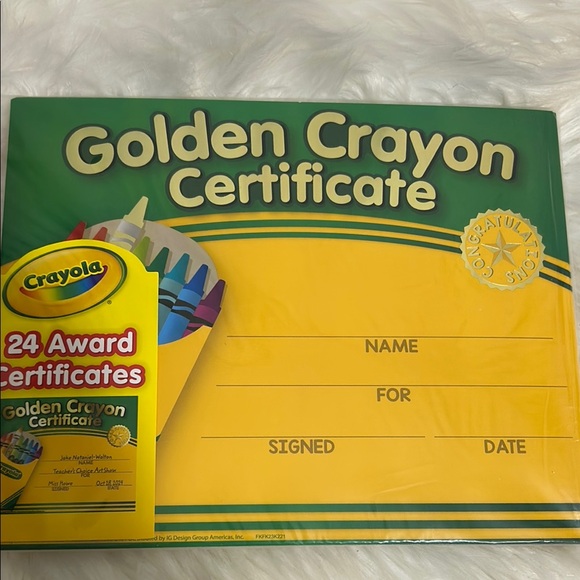 Crayola | Other | Crayola Golden Crayon Certificate Set | Poshmark